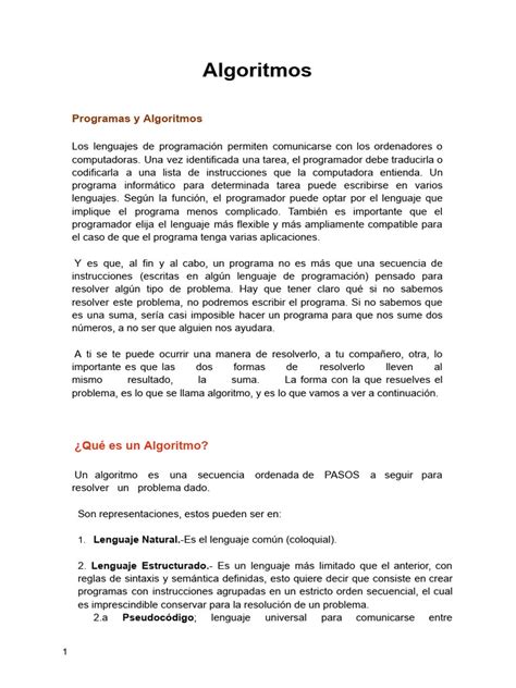 algoritmos 3er año pdf lenguaje de programación algoritmos
