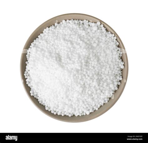 Pellets Of Ammonium Nitrate In Bowl Isolated On White Top View