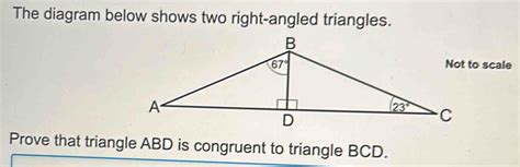 solved the diagram below shows two right angled triangles not to scale prove that triangle abd
