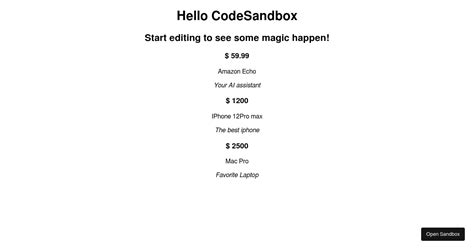 React Props Codesandbox