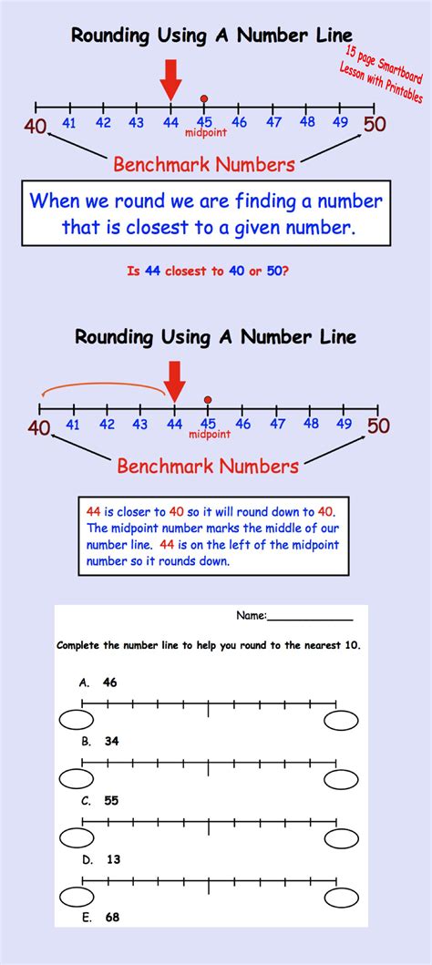 rounding numbers on a number line worksheet