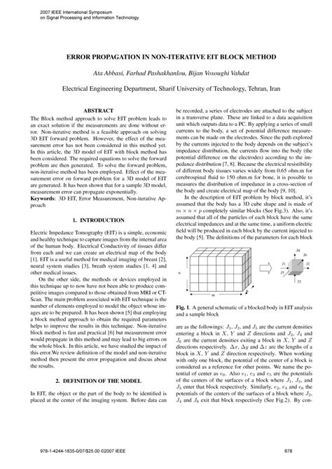 pdf error propagation in non iterative eit block method