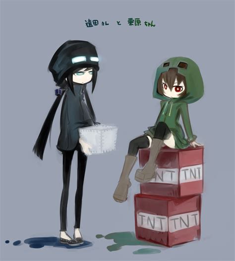 Creeper And Enderman Minecraft Drawn By Qsr Danbooru
