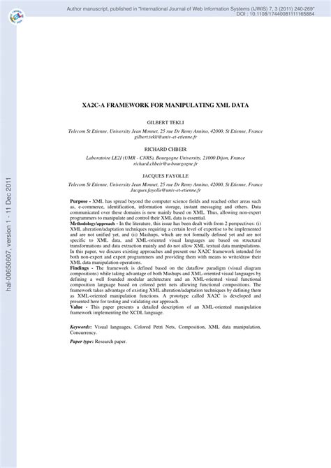 pdf xa2c a framework for manipulating xml data