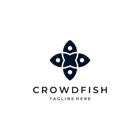 Vier Fische Tier Wasser Meer Logo Design Inspiration Premium Vektor