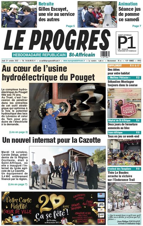 Le Progrès Saint Affricain N202243 du 27 octobre 2022 à télécharger