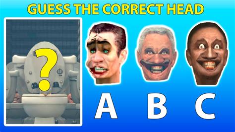 Guess The Correct Head Skibidi Toilet Cameramen Tv Man 12 Youtube