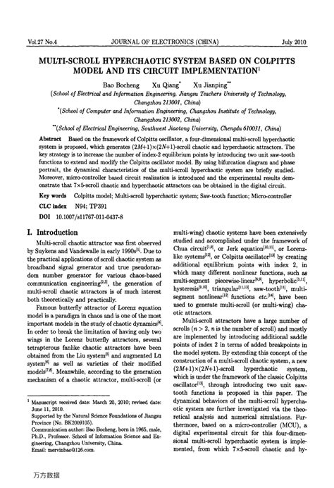 pdf multi scroll hyperchaotic system based on colpitts model and its circuit implementation
