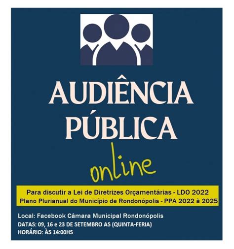 PPA E LDO SERÃO DEBATIDAS ATRAVÉS DAS AUDIÊNCIAS PÚBLICAS NOS DIAS 09