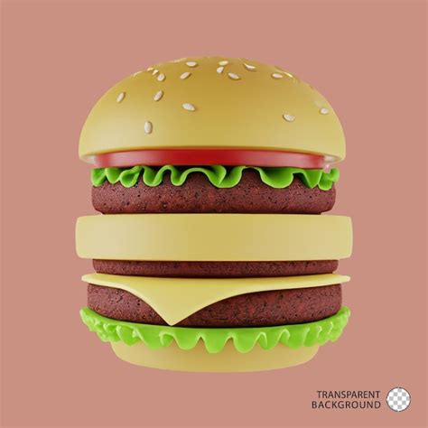 Premium Psd D Rendering Of Delicious Cheese Burger D Render
