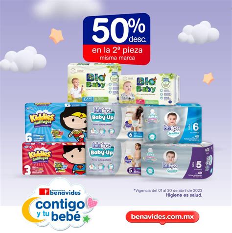 Segundo a mitad de precio en pañales participantes en Farmacias Benavides