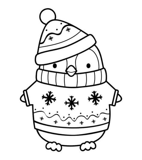 Dibujo De Pinguinos De Navidad Para Colorear Dibujos Para Colorear