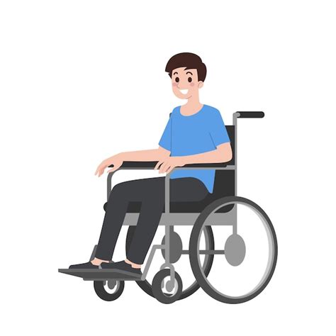 Portrait D un Jeune Homme Handicapé Est Assis Dans Un Fauteuil Roulant