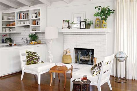 Living Rooms With White Brick Fireplaces Cabinets Matttroy