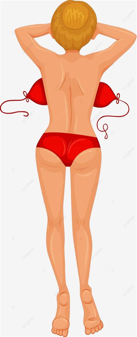 Woman In Red Bikini Sunbathing Illustration Image Bikini Vector