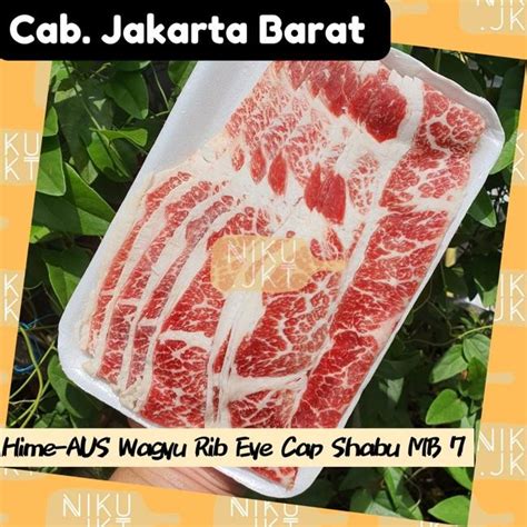 Jual Daging Slice Sapi AUS Wagyu Rib Eye Cap Deckle MB 7 Shabu Slice