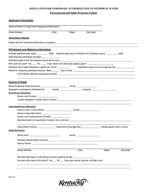 Kentucky Temporary Authorization Fill Online Printable Fillable