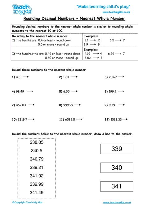 Rounding Decimals To The Nearest Whole Number Worksheet Live