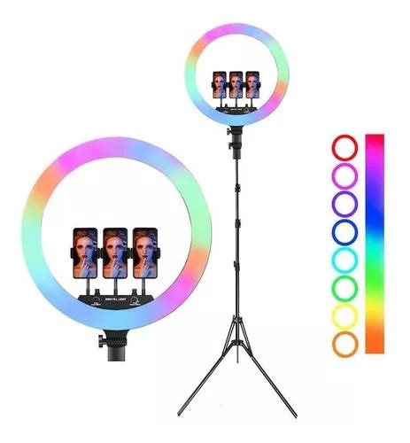 Aro De Luz Led Rgb Colores 36cm Incluye Tripode 2 1m Cuotas sin interés