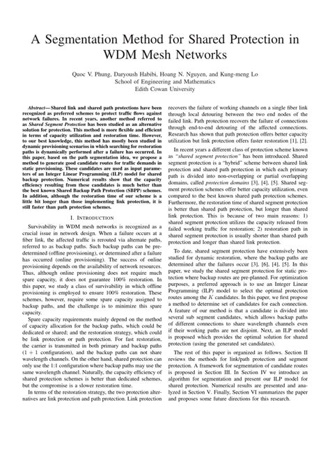 pdf a segmentation method for shared protection in wdm networks