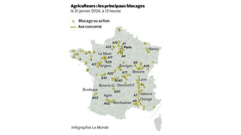 La carte des blocages des agriculteurs à Paris et les autres points