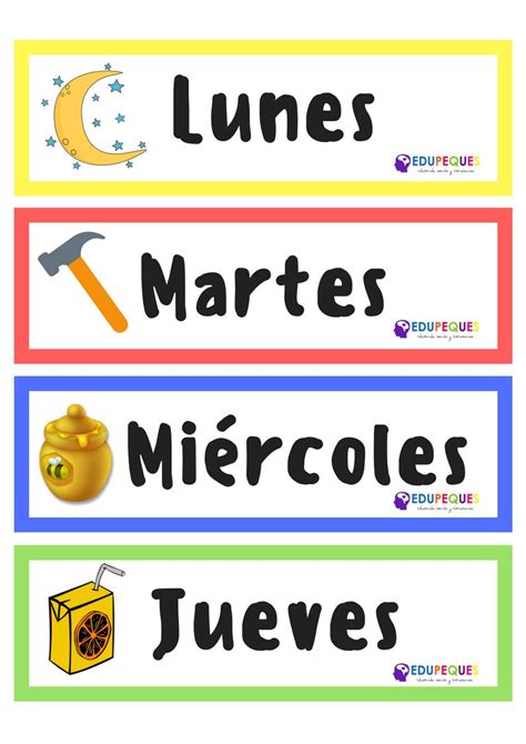 Letreros De Los D As De La Semana Para Imprimir Preschool Classroom