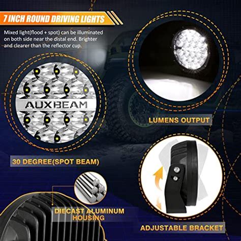 Auxbeam Inch Led Round Driving Light Pcs W Lumens