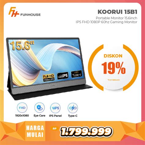 Jual KOORUI 15B1 Portable Monitor 15 6inch IPS FHD 1080P 60hz Gaming