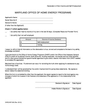 Declaration Of Zero Income Form Md AirSlate SignNow