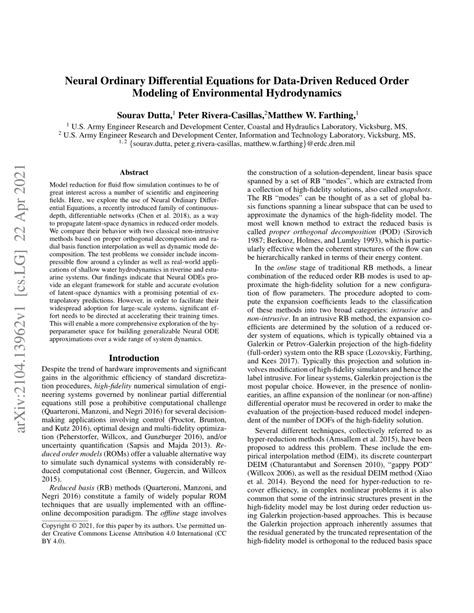 pdf neural ordinary differential equations for data driven reduced order modeling of