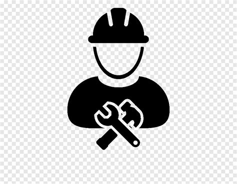 Construction Worker Black And White Clipart