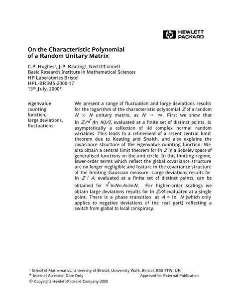pdf on the characteristic polynomial¶ of a random unitary matrix