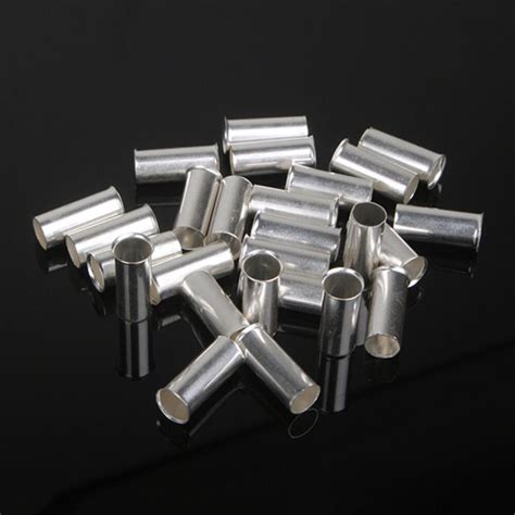 100PCS Copper Silver Plated Non Insulated Wire Connector Ferrules Bare
