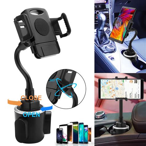 Universal 360 Adjustable Phone Mount Car Cup Holder Stand Cradle For