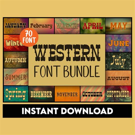 Western Font Bundle Wild West Font Bundle Cowboy Font Etsy