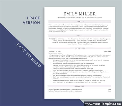 ATS Friendly Resume Template For MS Word Modern CV Template