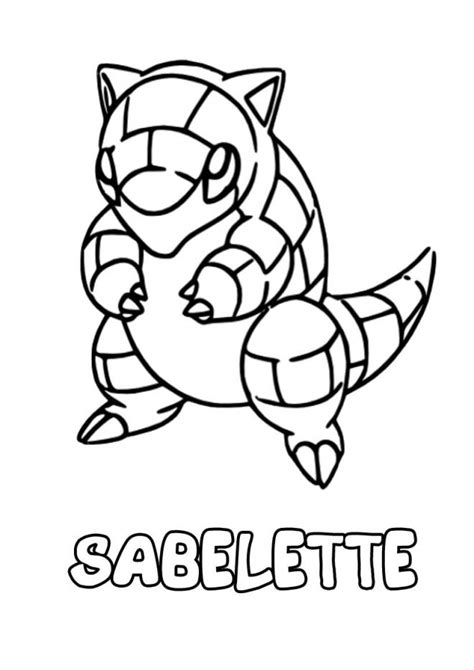Coloriage Pokémon Sabelette simple dessin gratuit à imprimer