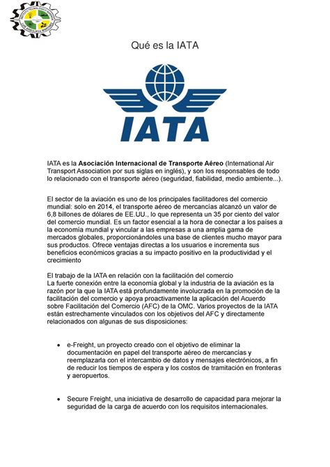Qué es la IATA que es iata Qué es la IATA IATA es la Asociación