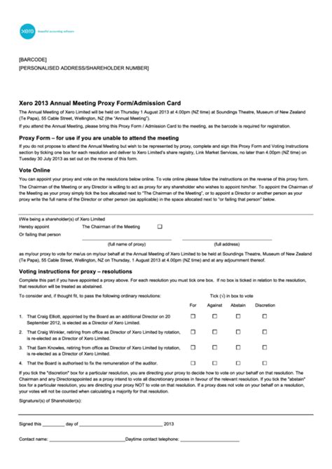Proxy Voting Form Template Doctemplates