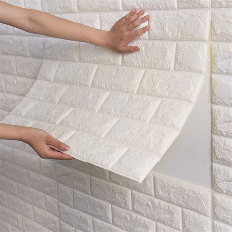 3D Wall Panels Peel And Stick White Brick Wallpaper Self Adhesive Foam