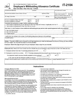 Fillable Online Withholding Allowance Certificates Current Year Fax