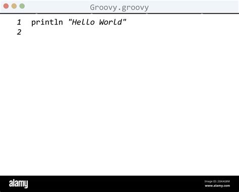 groovy language hello world program sample in editor window illustration stock vector image