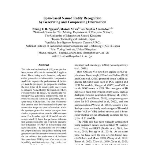 span based named entity recognition by generating and compressing information acl anthology