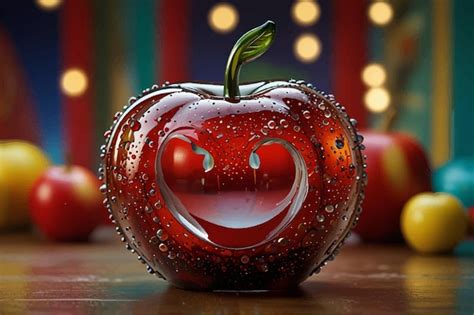 Premium Vector A Red Apple With A Smiley Face On It