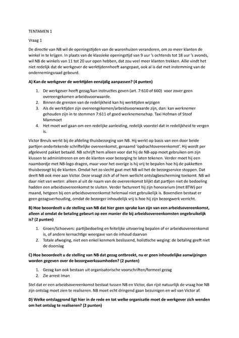 Proef Oefen Tentamen 2019 Vragen En Antwoorden TENTAMEN 1 Vraag 1 De
