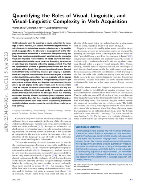 pdf quantifying the roles of visual linguistic and visual linguistic complexity in verb