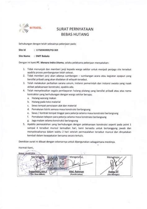 Contoh Surat Perjanjian Pelunasan Hutang Dengan Jaminan Cicilan