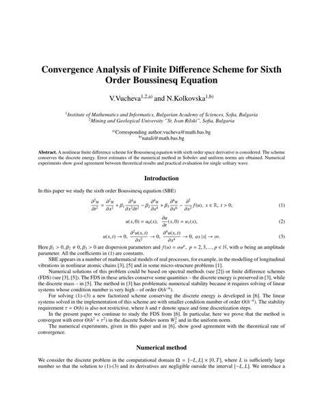 pdf convergence analysis of finite difference scheme for sixth order boussinesq equation