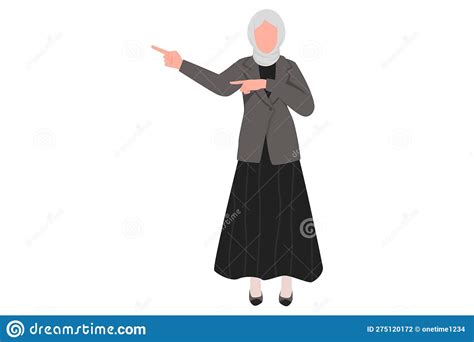 Business Flat Cartoon Style Drawing Arab Businesswoman Pointing Away