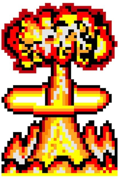 Premium Vector Nuclear Explosion With Pixel Art Vector Illustration